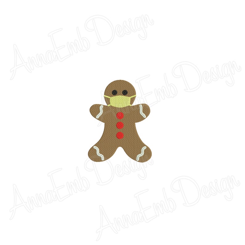 Gingerbread Man With A Face Mask Embroidery Design. - Etsy
