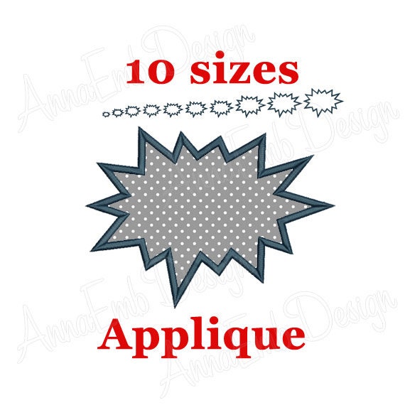 Action Bubble Applique Embroidery Design. Wham Bubble Applique - Etsy