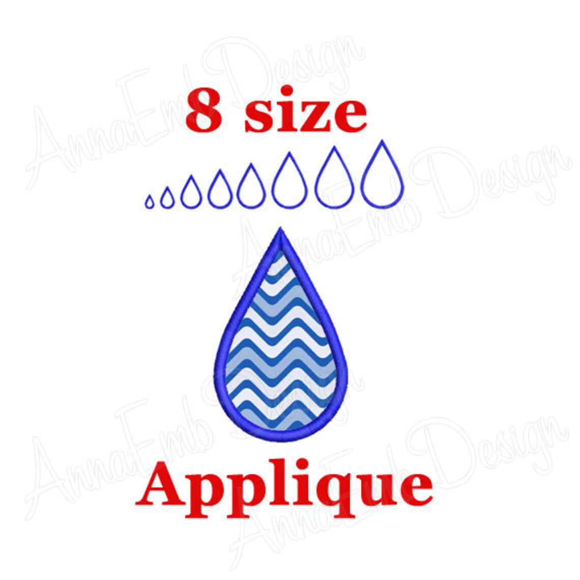 Drop Applique Embroidery Design. Water Drop Applique Design. - Etsy