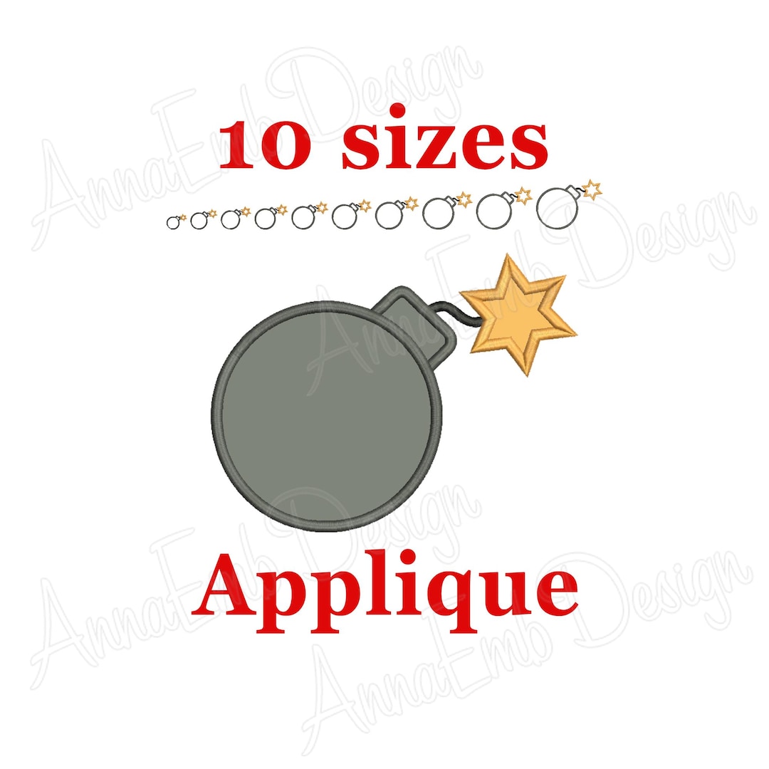 Bomb Applique Embroidery Design. Bomb Design. Mini Bomb. Machine ...