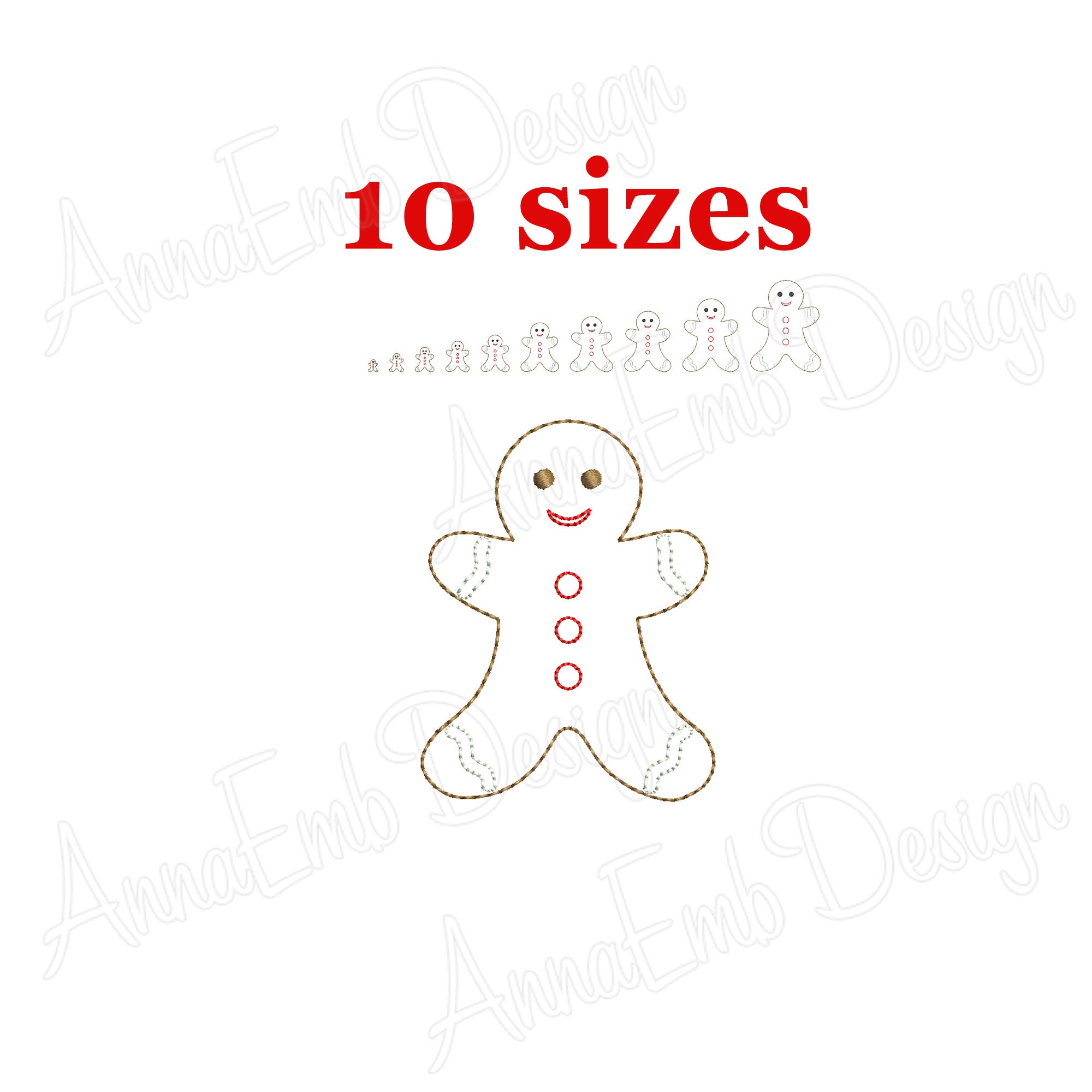 Gingerbread Man Embroidery Design. Mini Gingerbread Man. Christmas ...