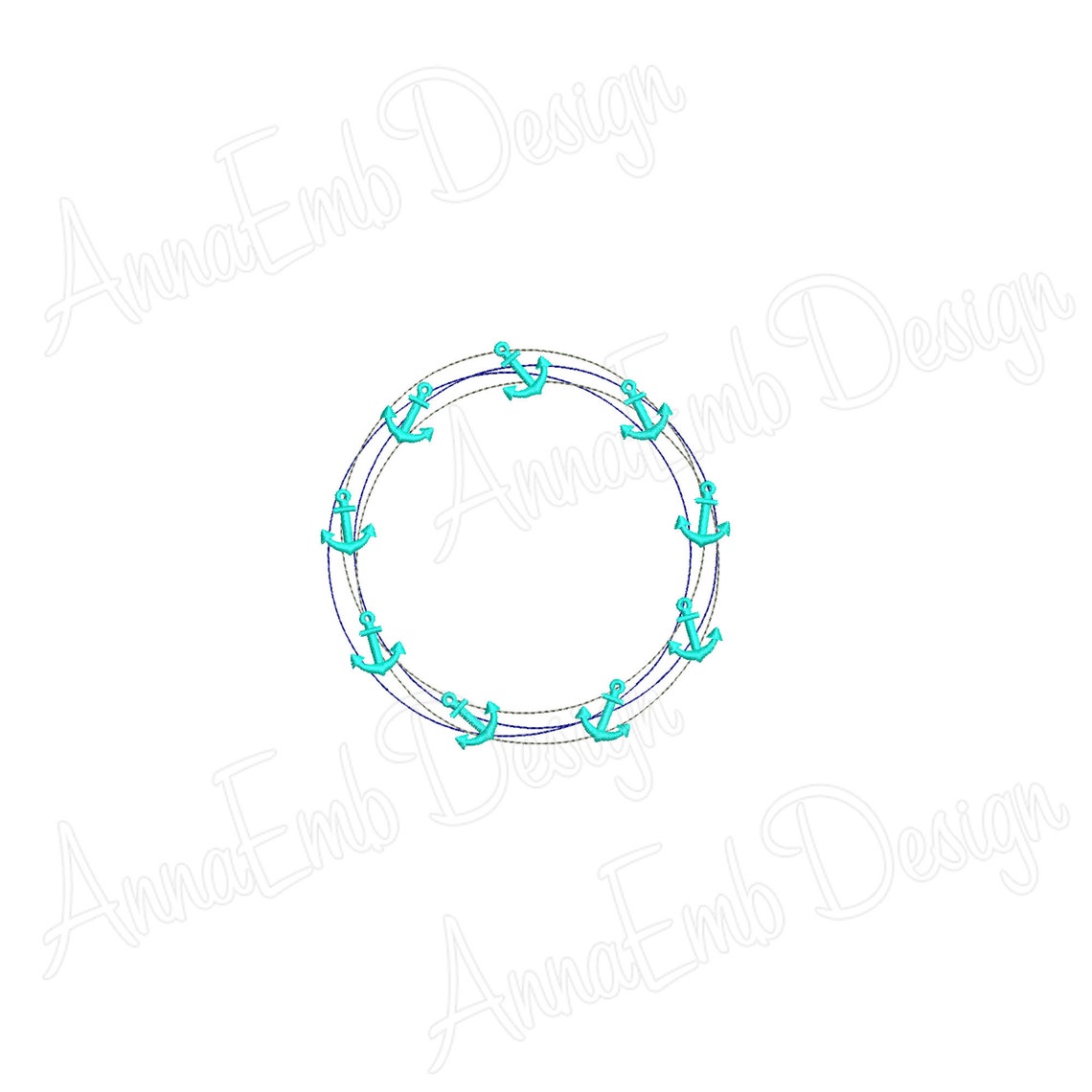 Anchor Monogram Frame Embroidery Design. Anchor Font Frame. Anchor ...