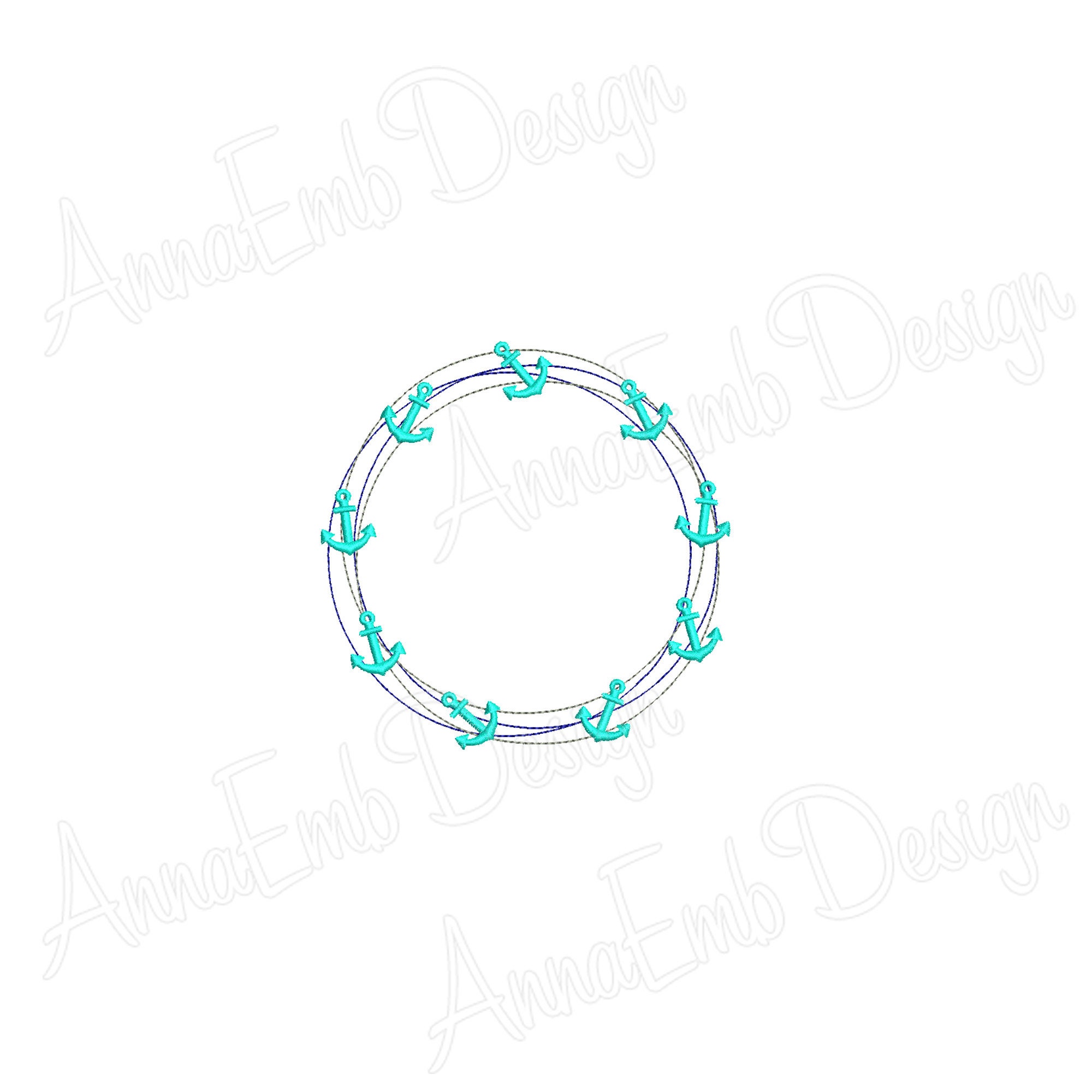 Anchor Monogram Frame Embroidery Design. Anchor Font Frame. Anchor ...