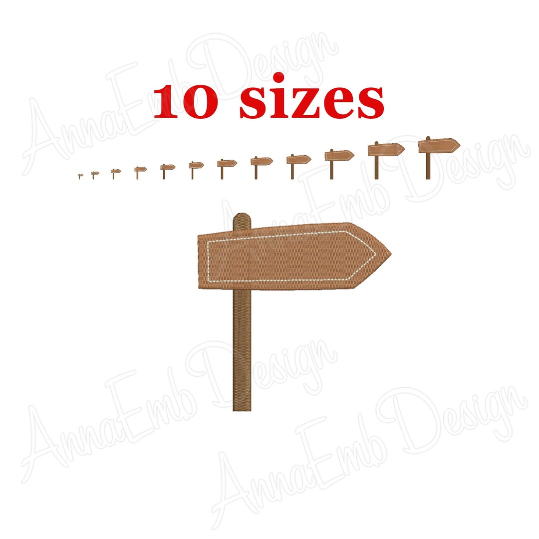 Wood Sign Embroidery Design. Route Embroidery Design. Directional Sign ...