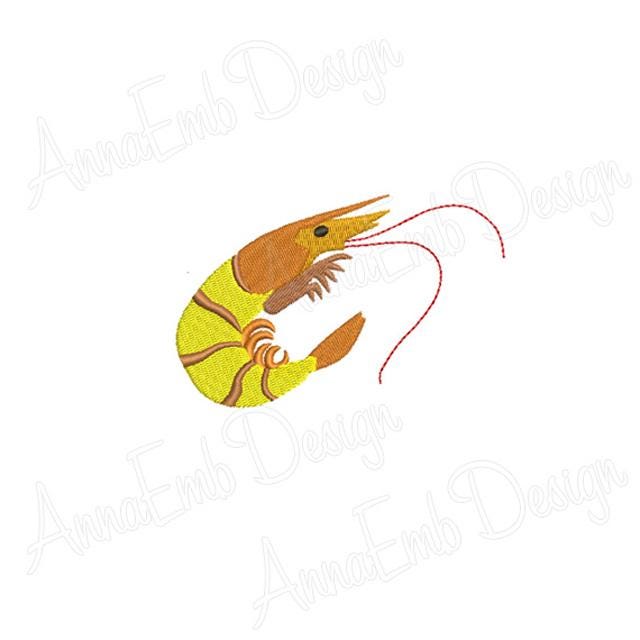 Shrimp Embroidery Design. Shrimp Silhouette. Shrimp Mini Embroidery ...