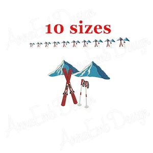 Winter Ski Embroidery Design. Winter Ski Silhouette. Winter Ski Mini ...