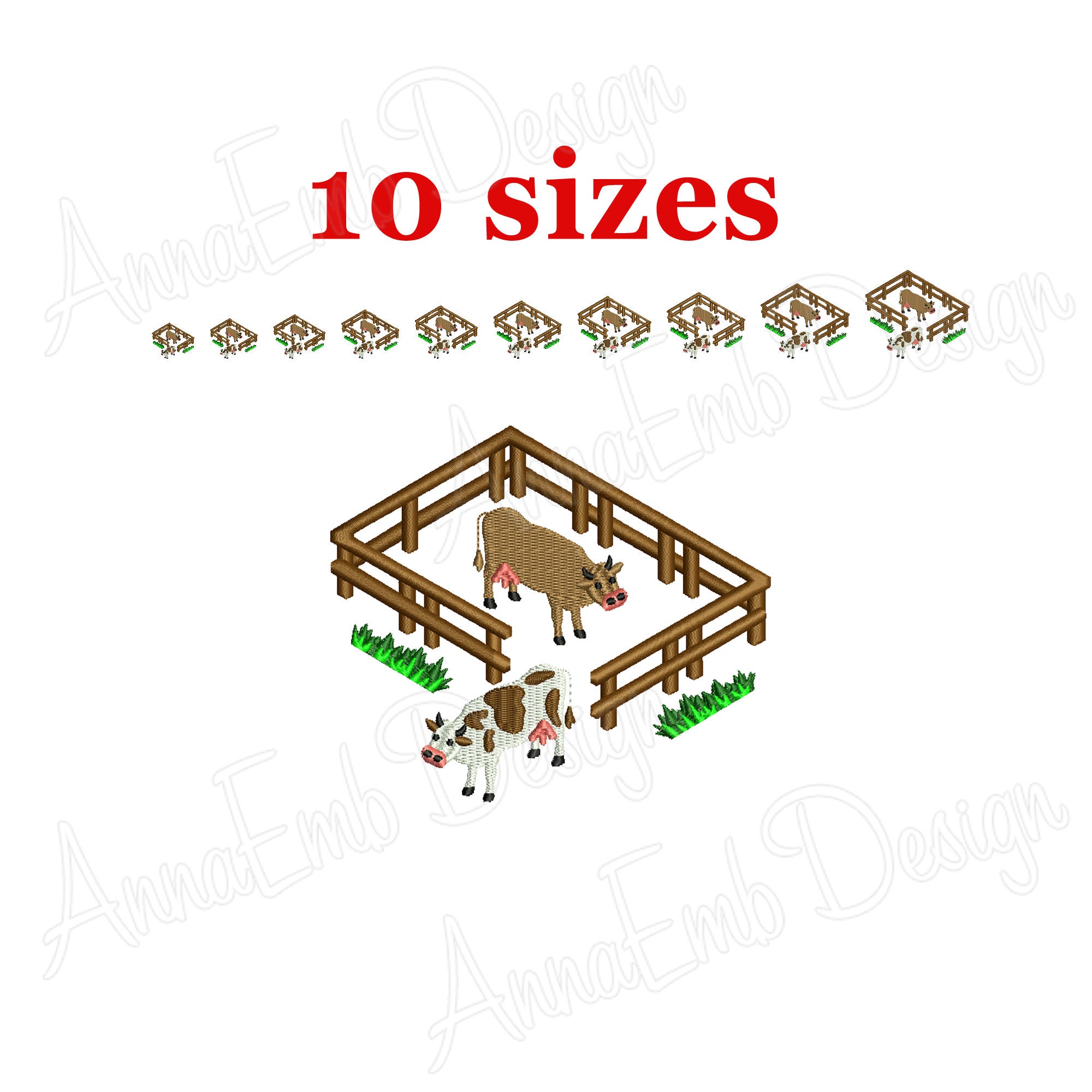 Farm Embroidery Design. Cow Embroidery Design. Field | Etsy