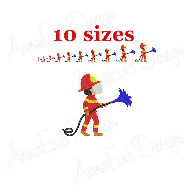 Fireman Embroidery Design. Mini Fireman. Fireman Filled Stich. | Etsy
