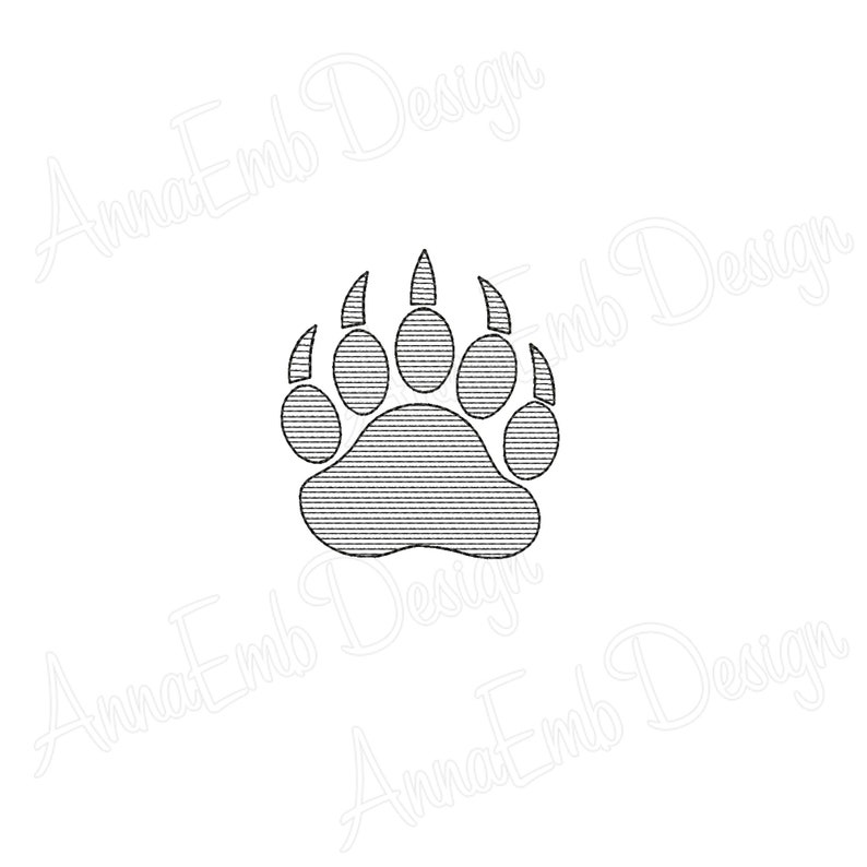 Bear Paw Sketch Embroidery Design. Paw Mini Embroidery. Machine ...