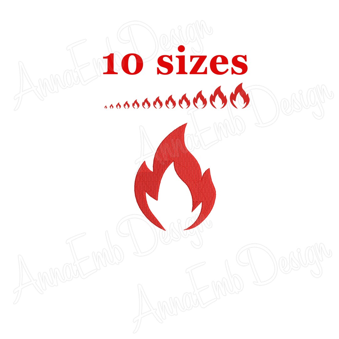 Flame Embroidery Design. Flame Silhouette Embroidery Design. Flame ...