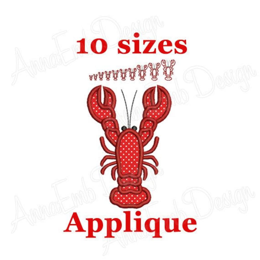 Lobster Applique Embroidery Design. Lobster Mini Embroidery. Lobster ...