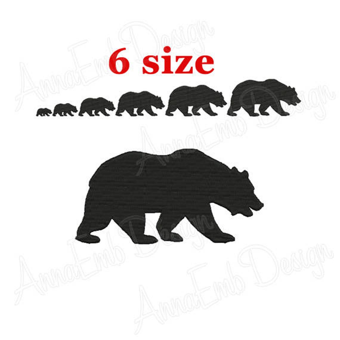 Bear Embroidery Design. Bear Silhouette Embroidery Design. - Etsy