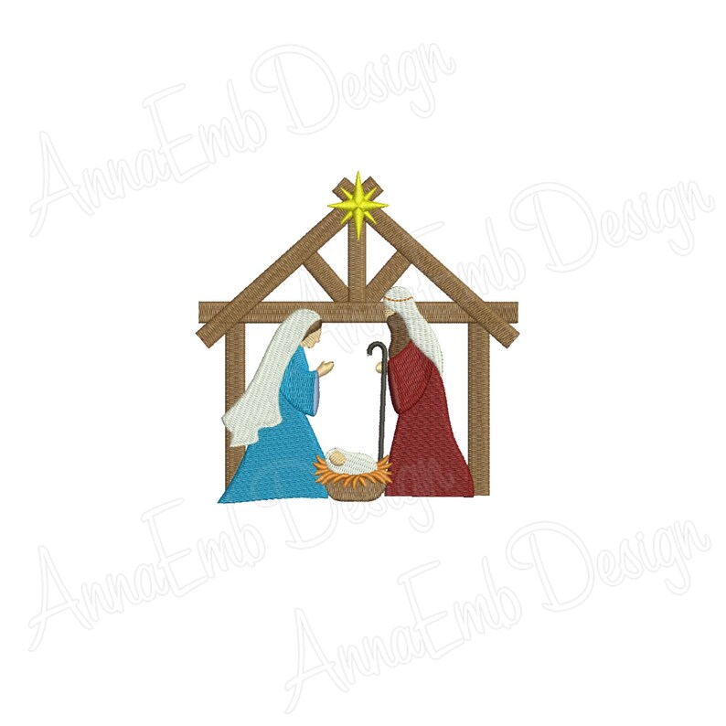 Nativity Scene Embroidery Design. Christmas Nativity Scene Embroidery ...