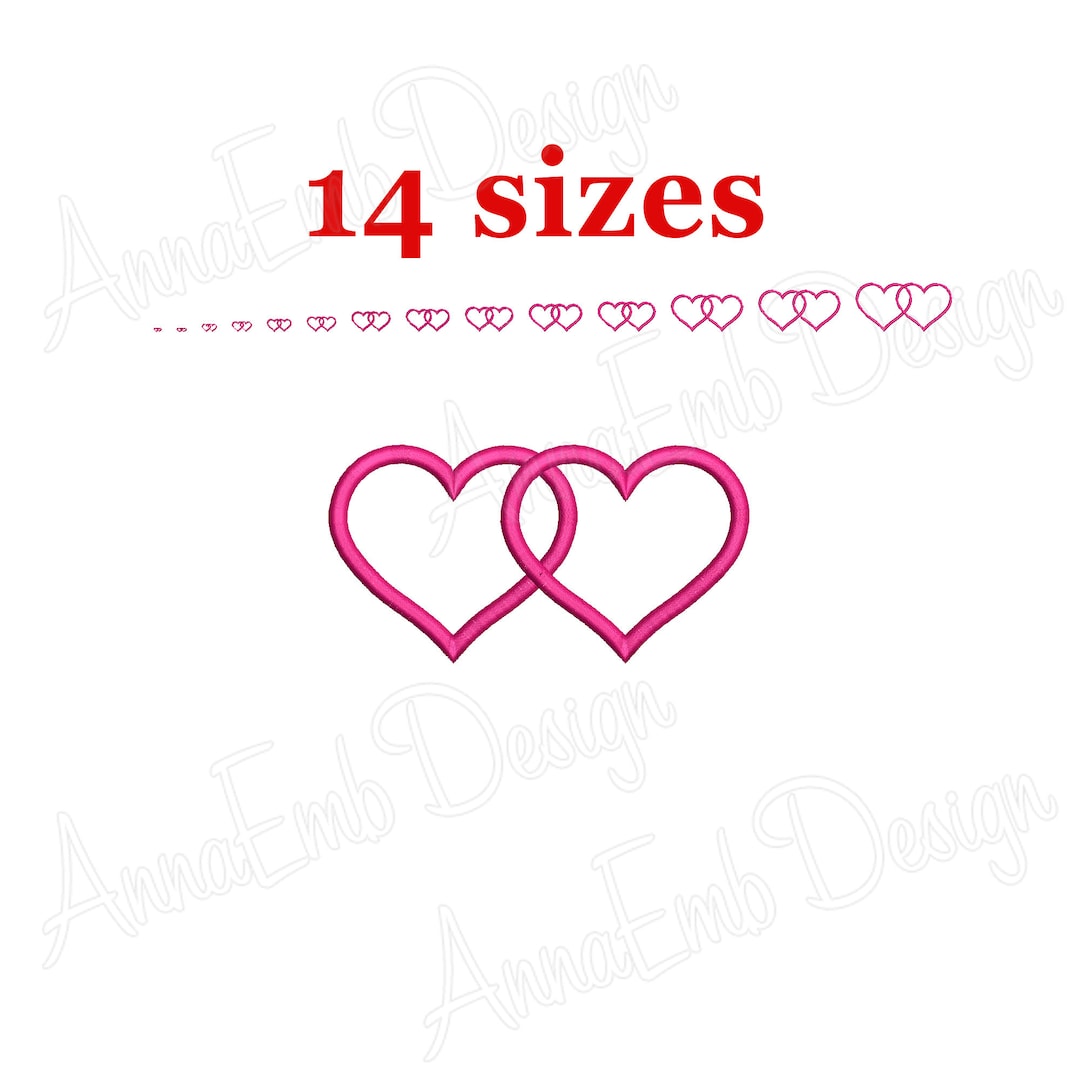 Two Hearts Embroidery Design. Heart Design. Mini Heart. Machine ...