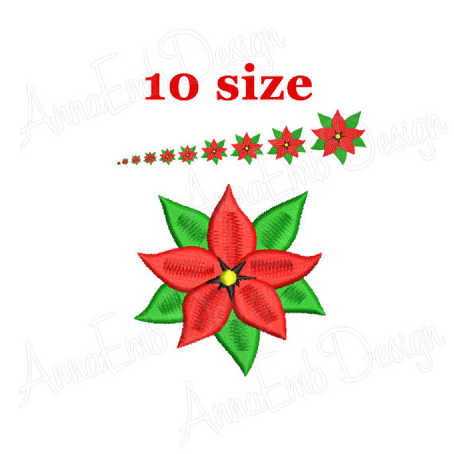 Poinsettia Embroidery Design. Flower Embroidery Design. Mini - Etsy