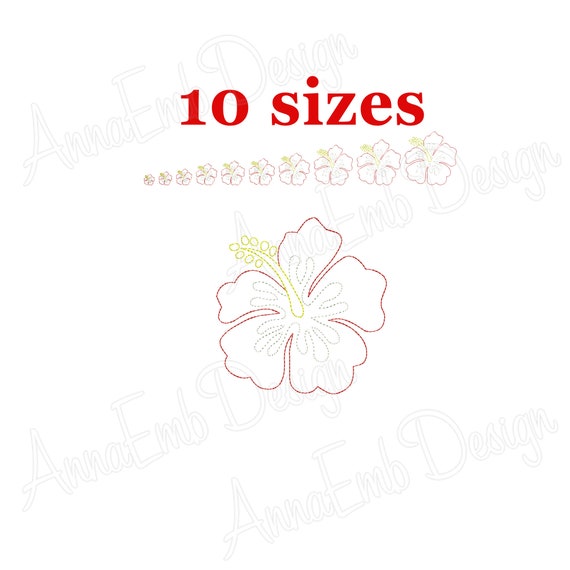 Hibiscus Embroidery Design. Hibiscus Design. Mini Hibiscus. | Etsy