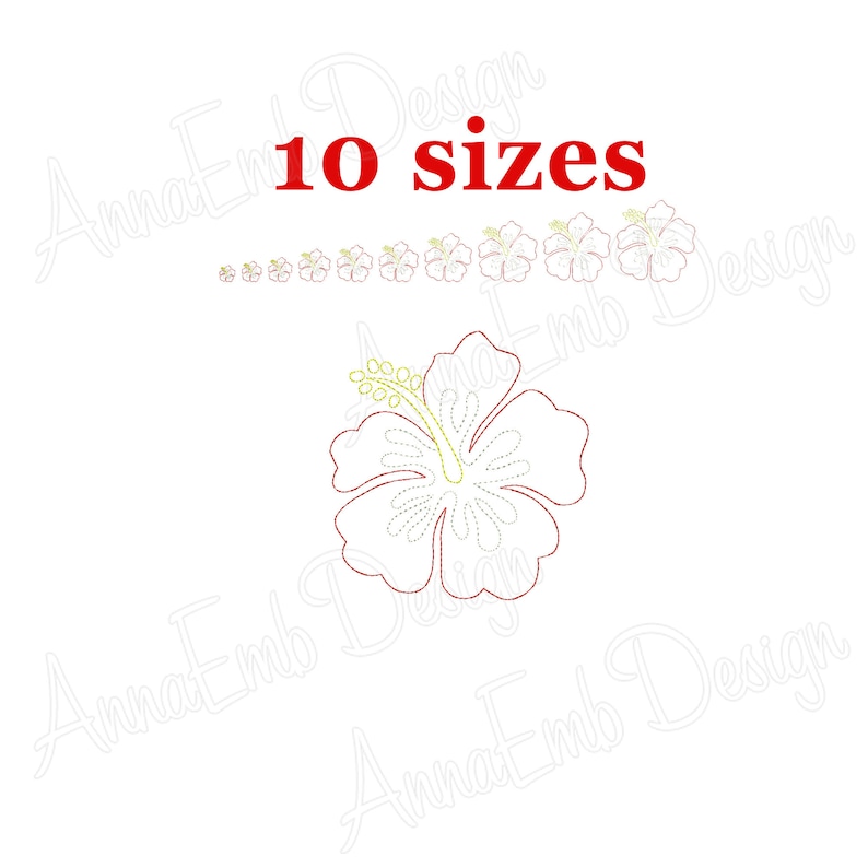 Hibiscus Embroidery Design. Hibiscus Design. Mini Hibiscus. - Etsy