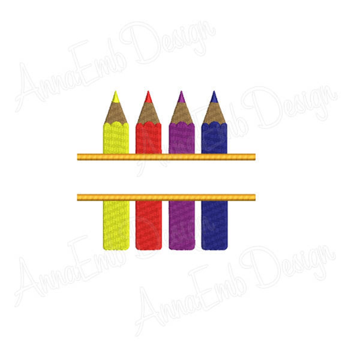 Split Pencil Embroidery Design. Back to School Design. First | Etsy