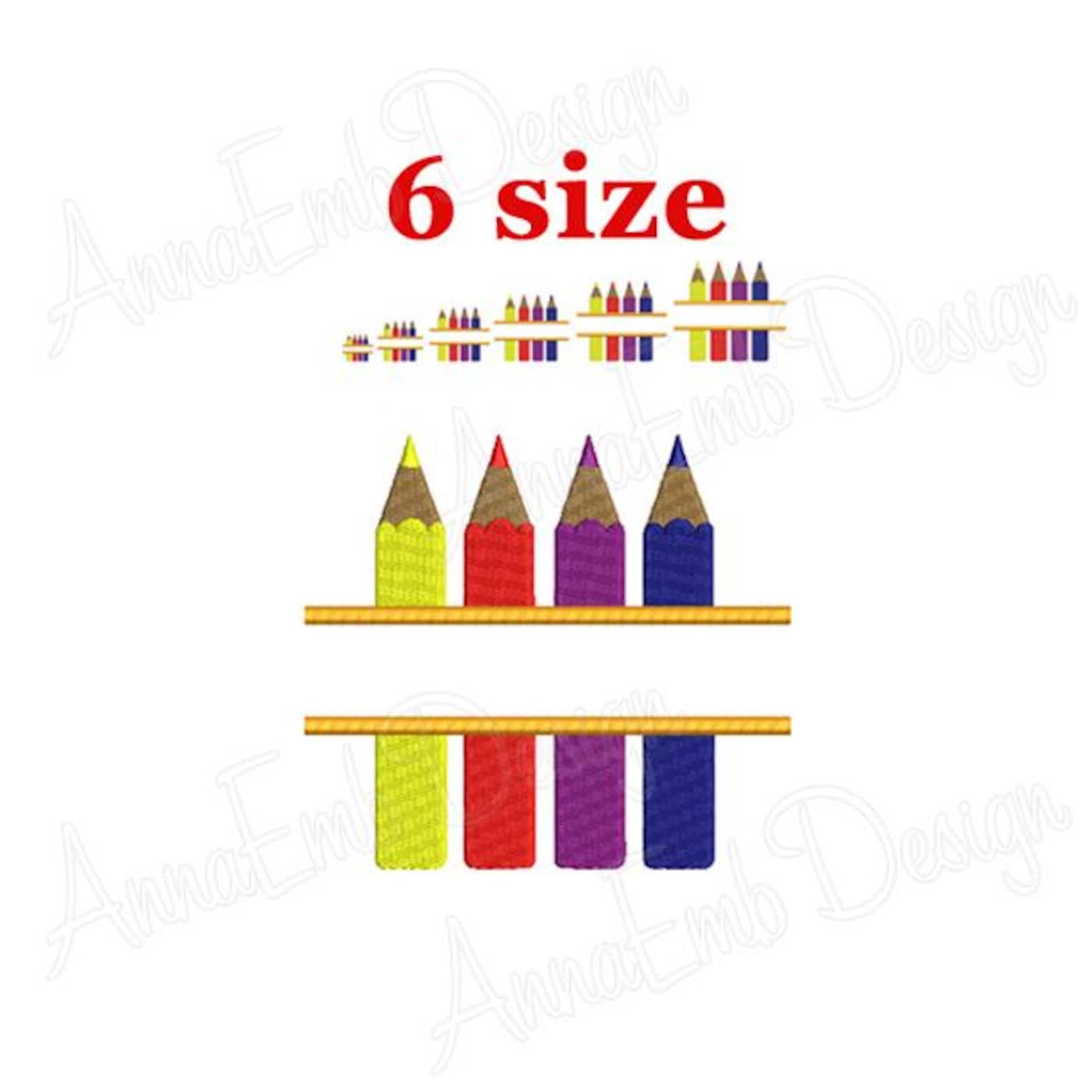 Split Pencil Embroidery Design. Back to School Design. First Grade ...