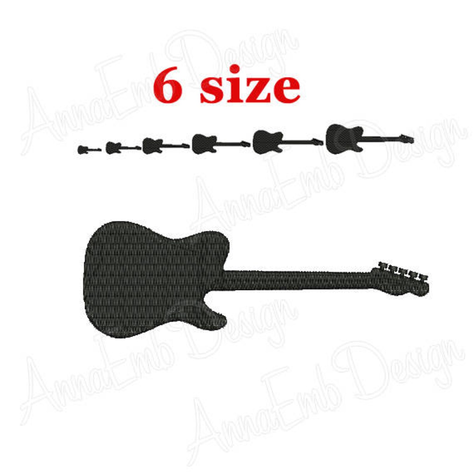 Guitar Embroidery Design. Guitar Silhouette. Machine | Etsy