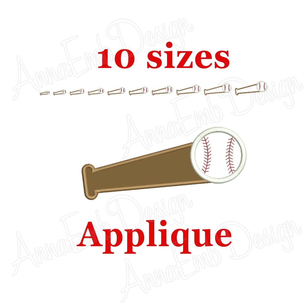 Baseball Bat Applique Embroidery Design. Baseball Applique Embroidery ...