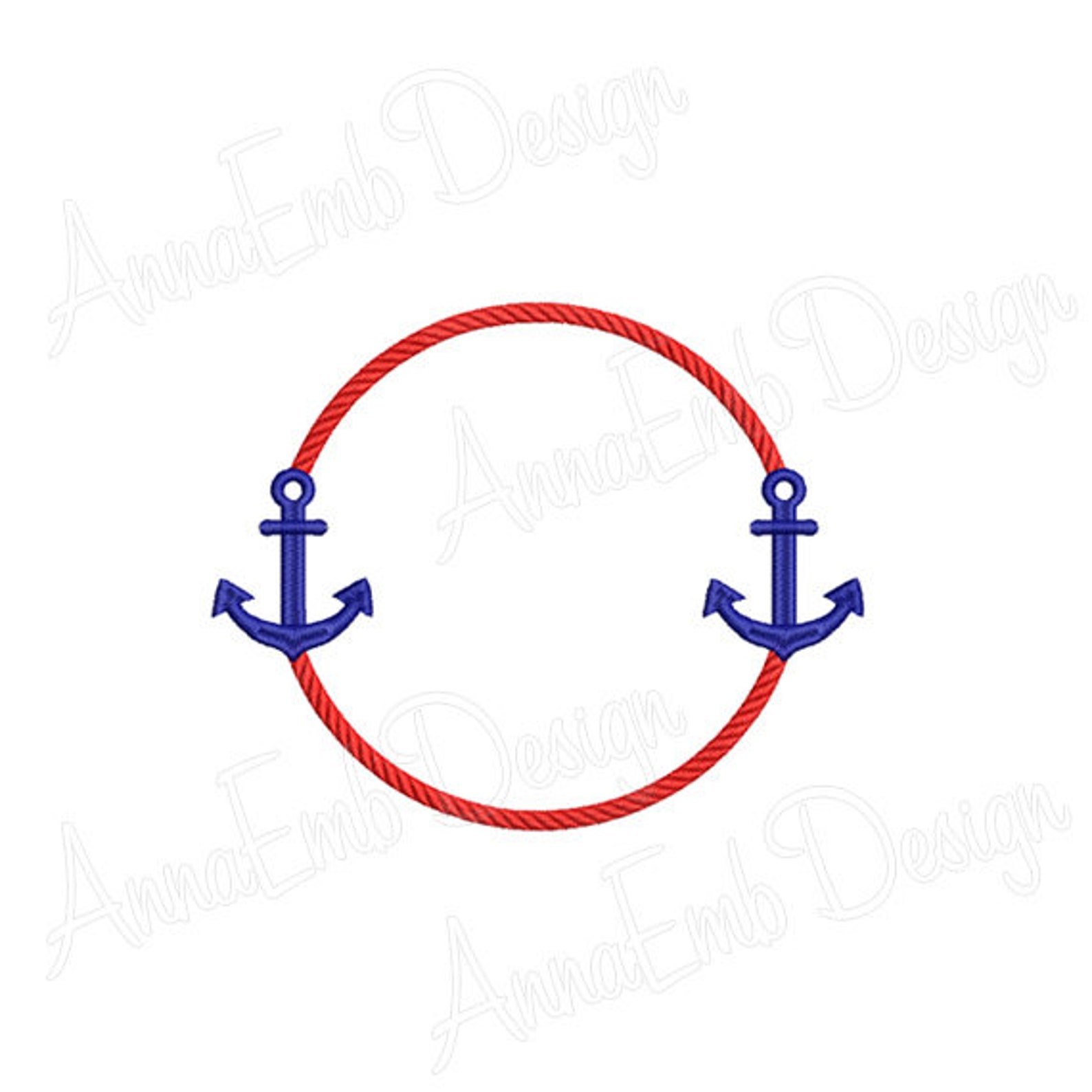 Anchor Monogram Frame Embroidery Design. Anchor Font Frame. | Etsy