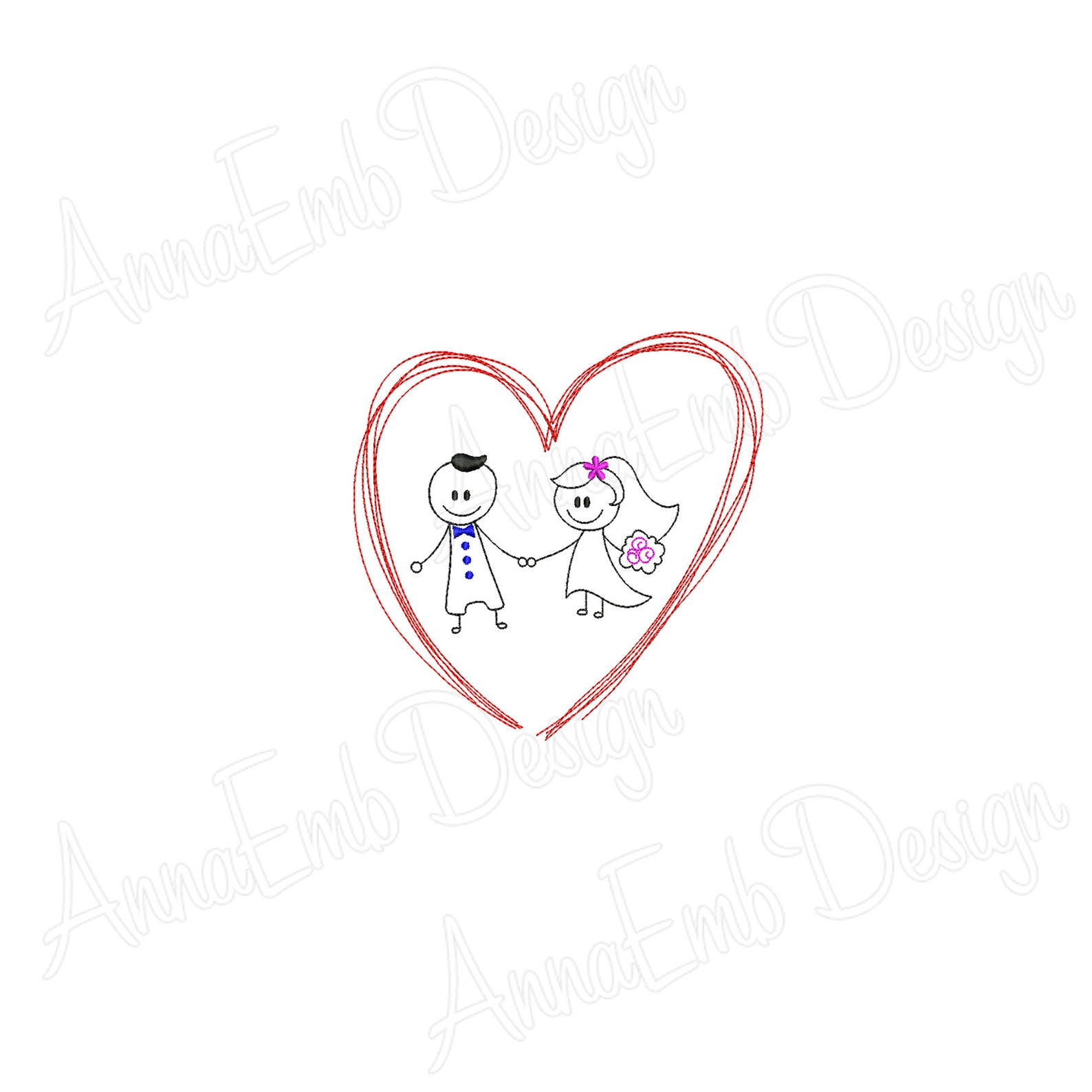 Heart Embroidery Design. Cute Couple Embroidery Design. Boy - Etsy
