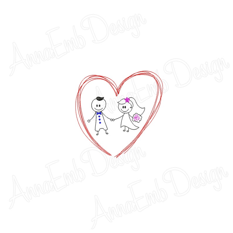 Heart Embroidery Design. Cute Couple Embroidery Design. Boy - Etsy