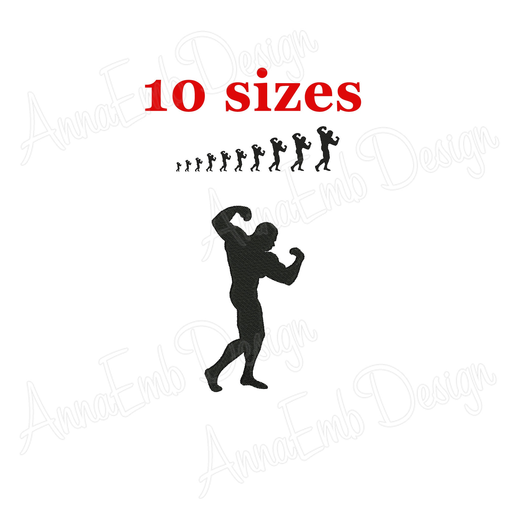 Bodybuilder Embroidery Design. Bodybuilder Silhouette. Cross | Etsy