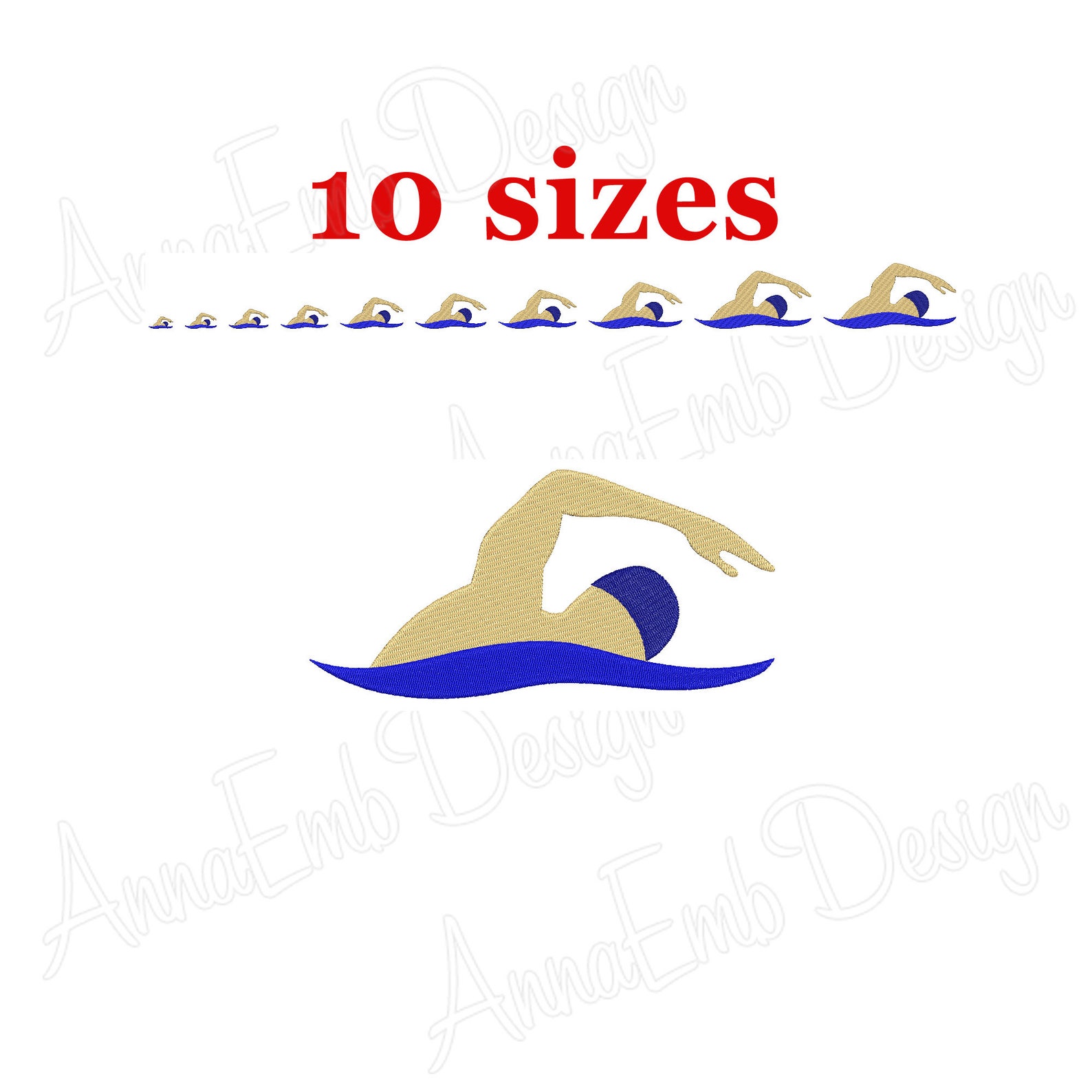 Swimmer Embroidery Design. Swimmer Mini. Machine Embroidery - Etsy