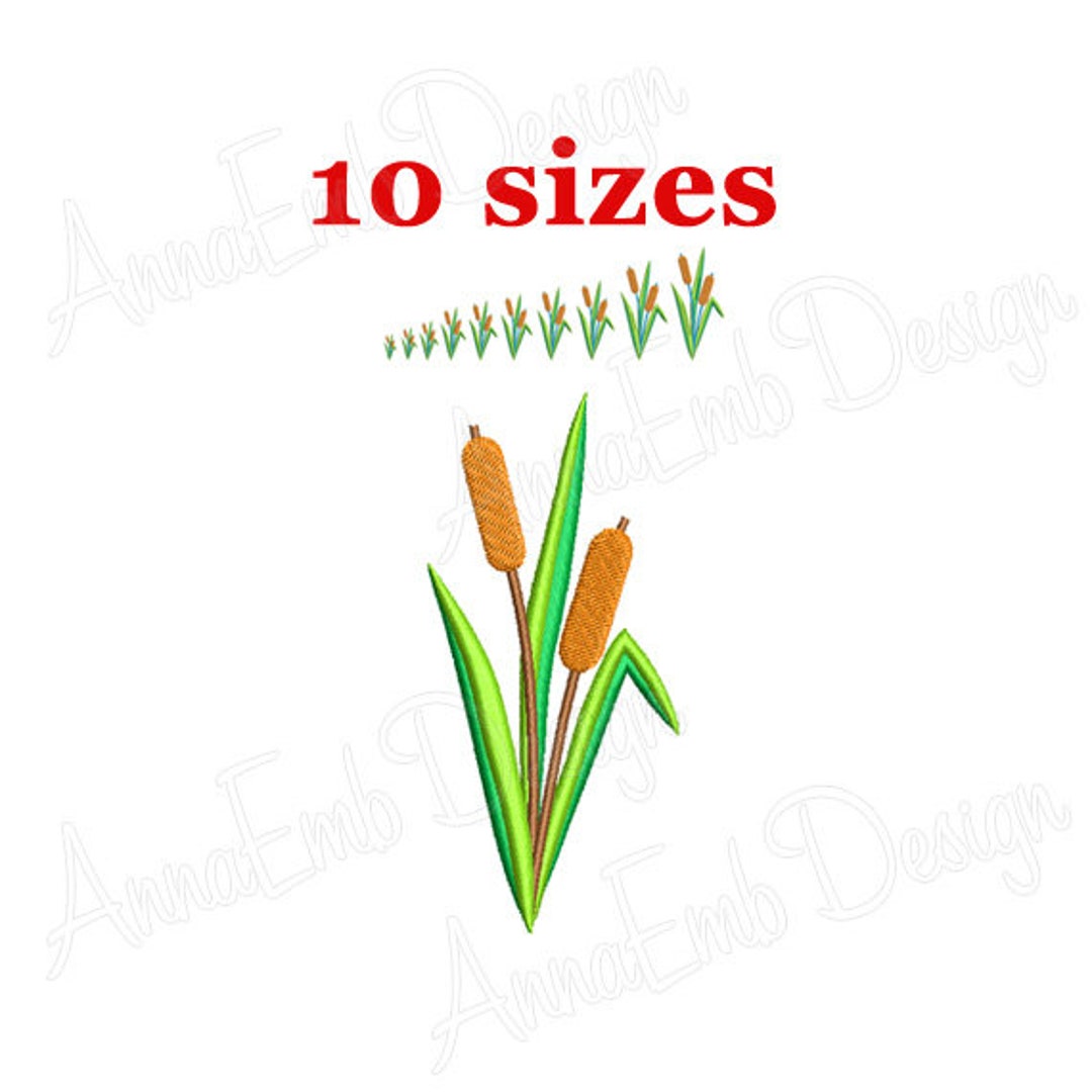 Cattails Embroidery Design. Cattails Silhouette. Cattails Mini ...
