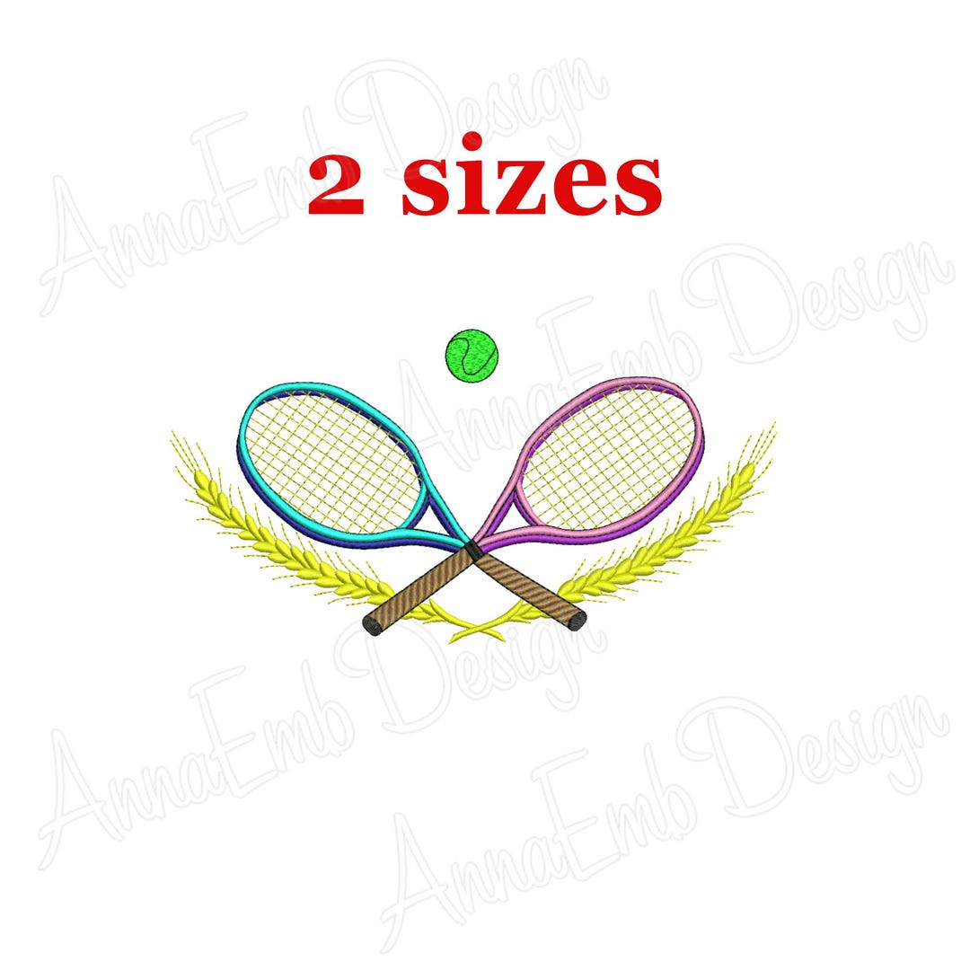 Tennis Rackets Machine Embroidery Design. Embroidery Tennis Ball ...