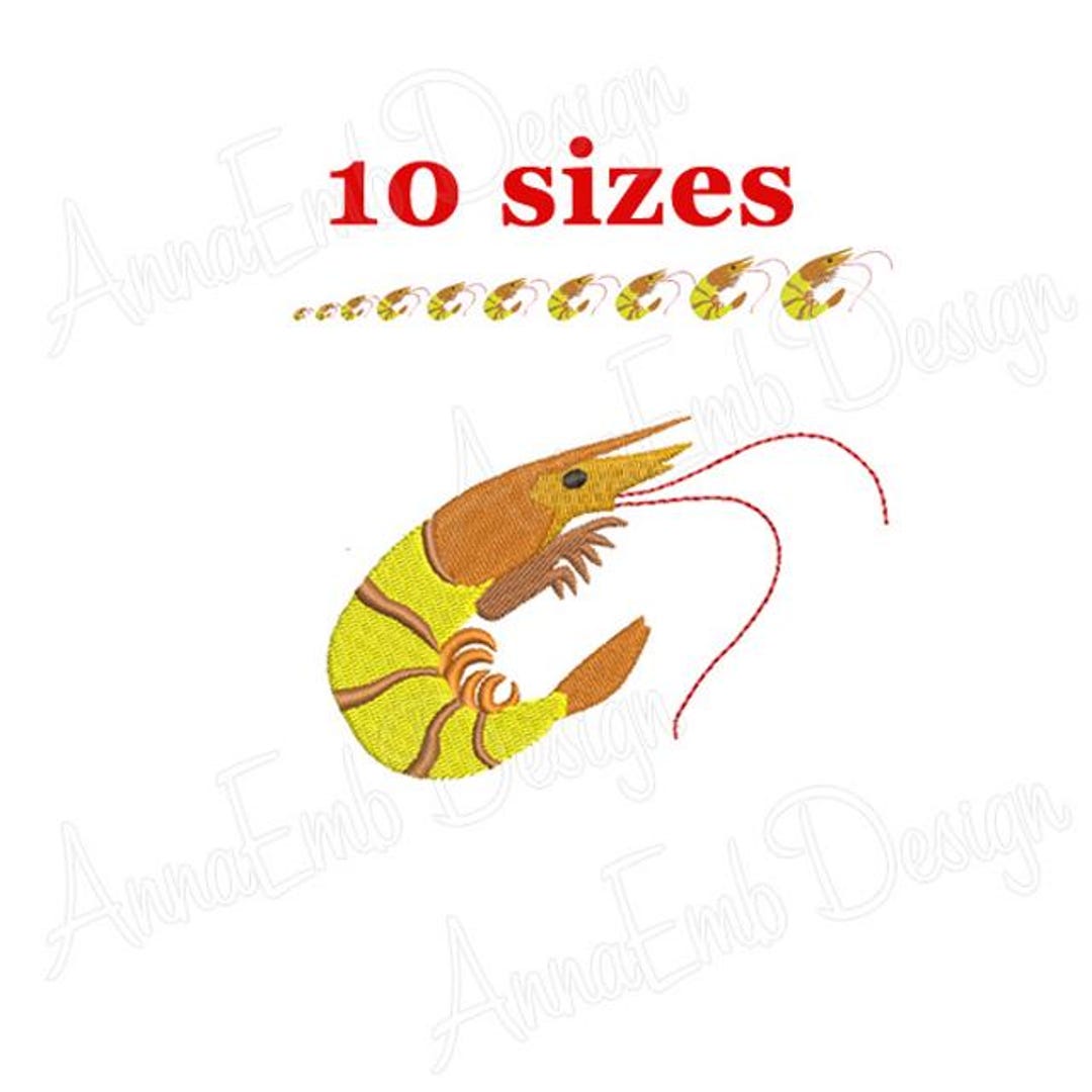 Shrimp Embroidery Design. Shrimp Silhouette. Shrimp Mini Embroidery ...
