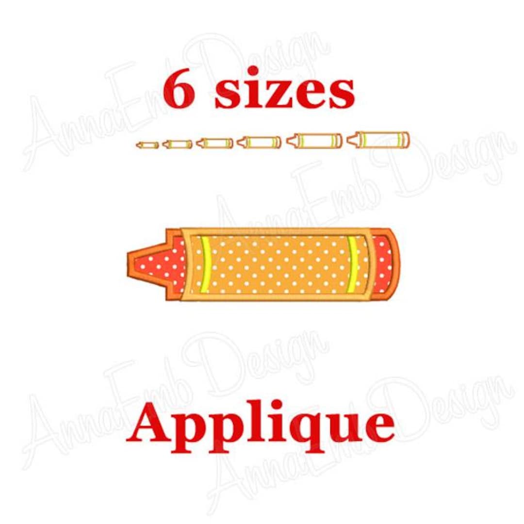 Crayon Applique Embroidery Design. Back to School Crayon. Machine ...