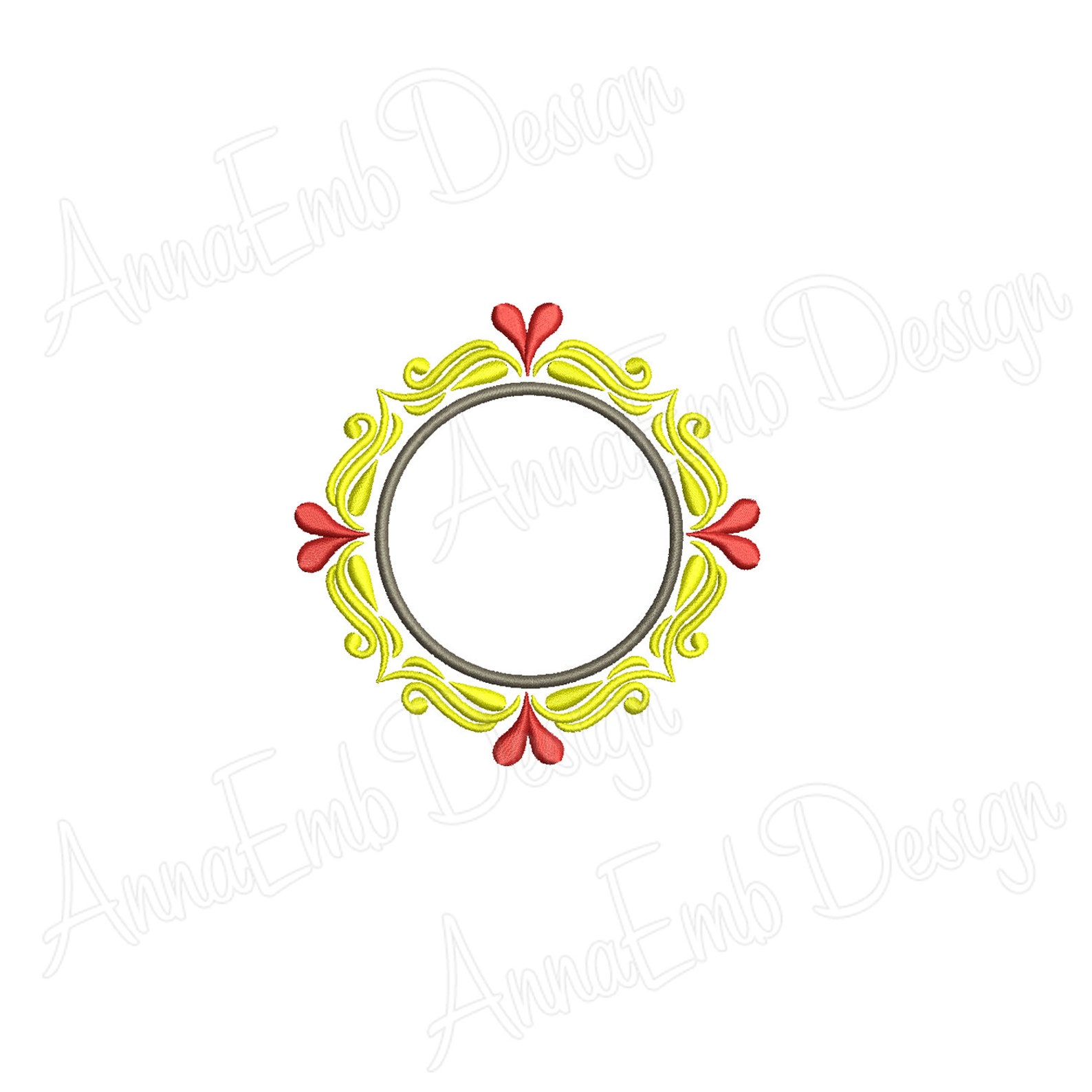 Circle Monogram Border Embroidery Design. Frame Embroidery - Etsy