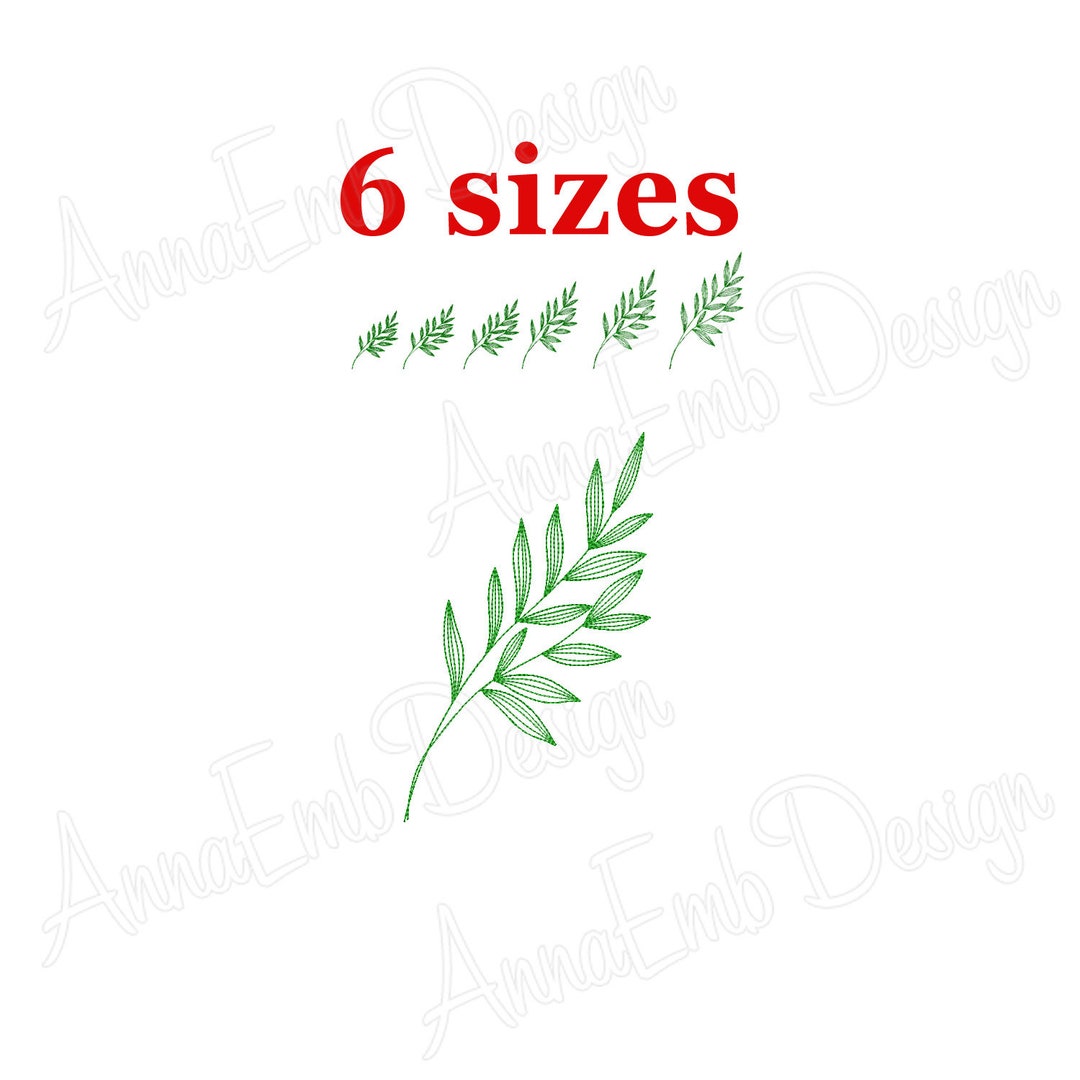 Leaf Embroidery Design. Branch With Leaves Embroidery Design. Flower ...