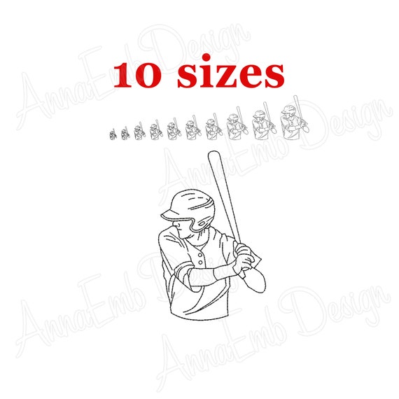 Baseball Player Embroidery Design. Baseball Player Silhouette. - Etsy