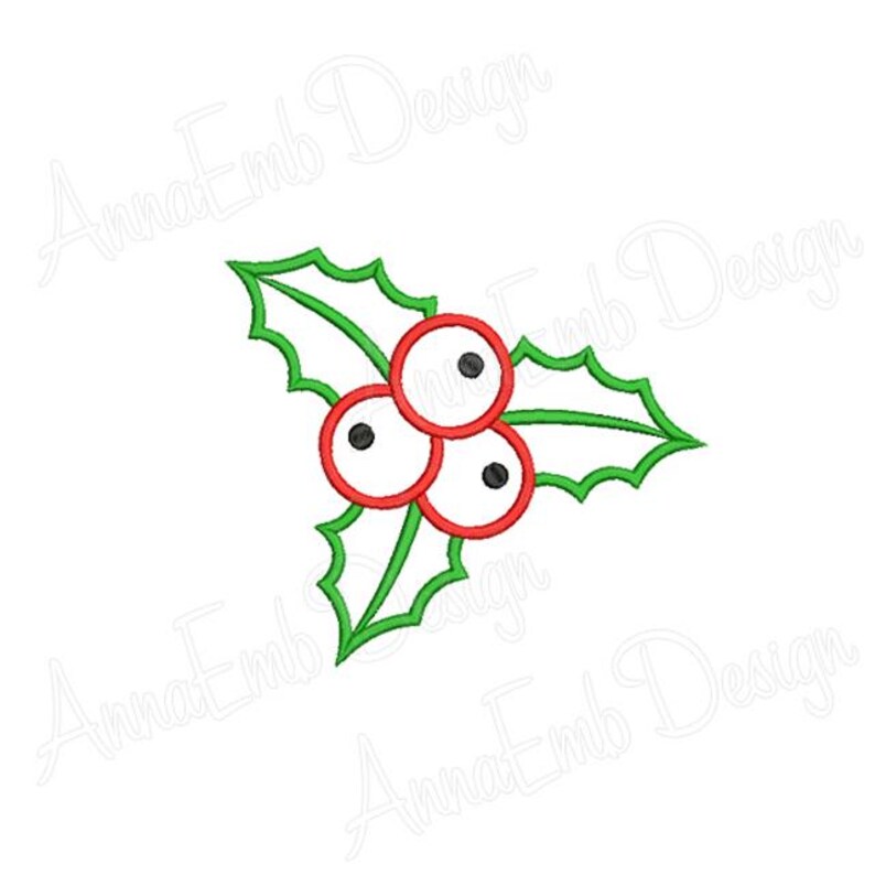 Holly Berry Christmas Applique Embroidery Design. Holly Berry ...