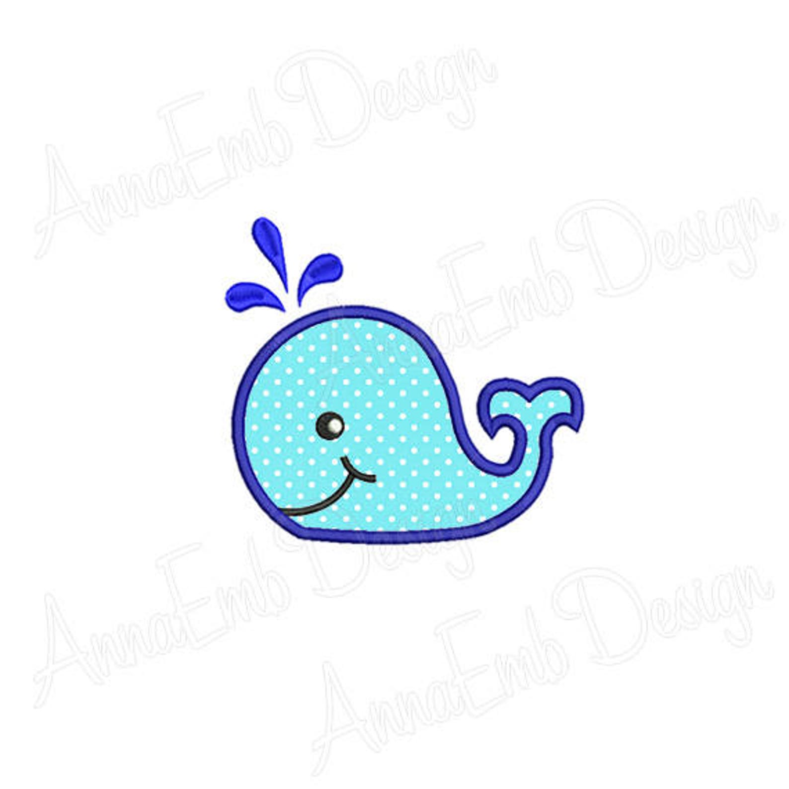 Whale Applique Embroidery Design. Whale Embroidery Design. - Etsy
