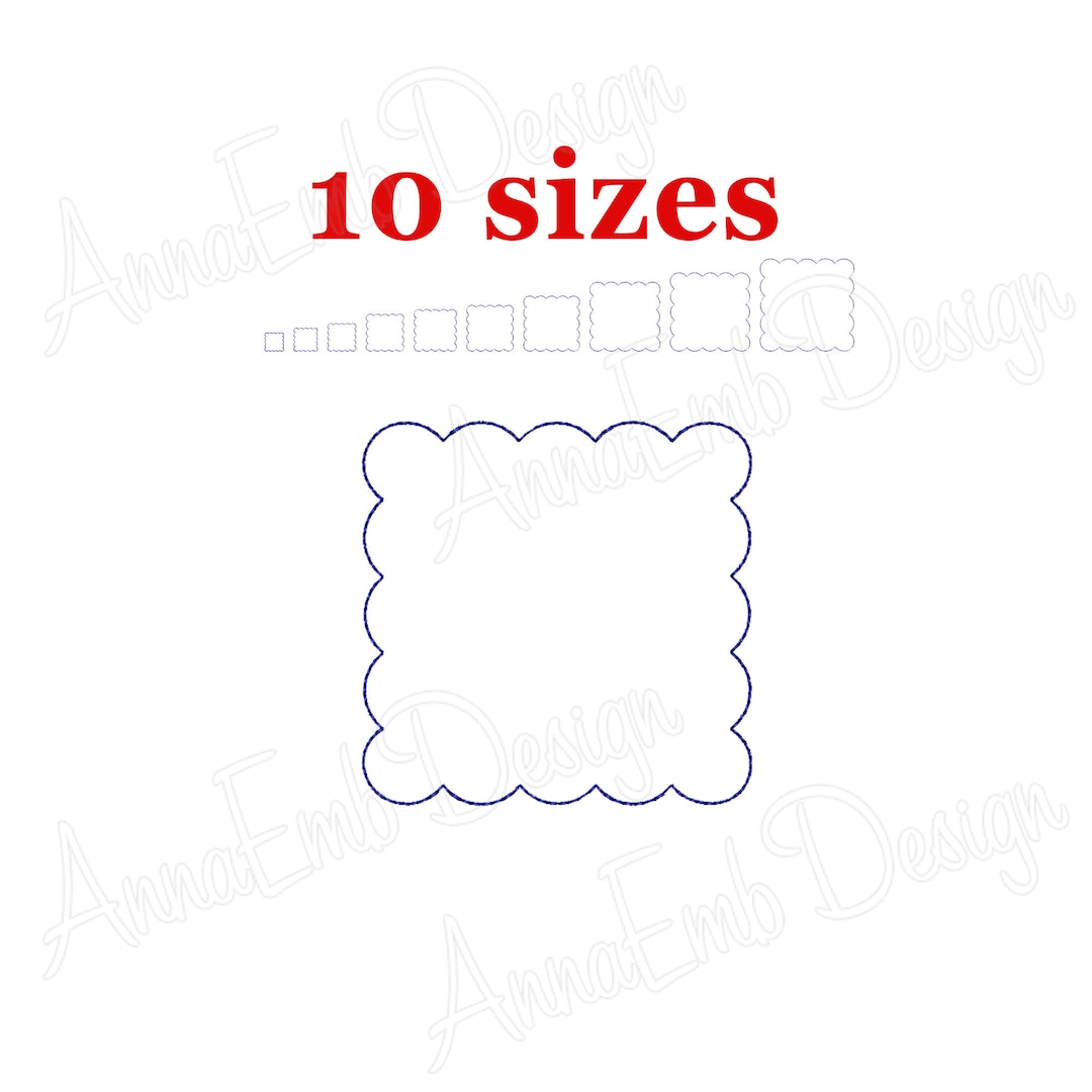 Scallop Embroidery Design. Basic Shape. Square Scallop Frame Embroidery ...