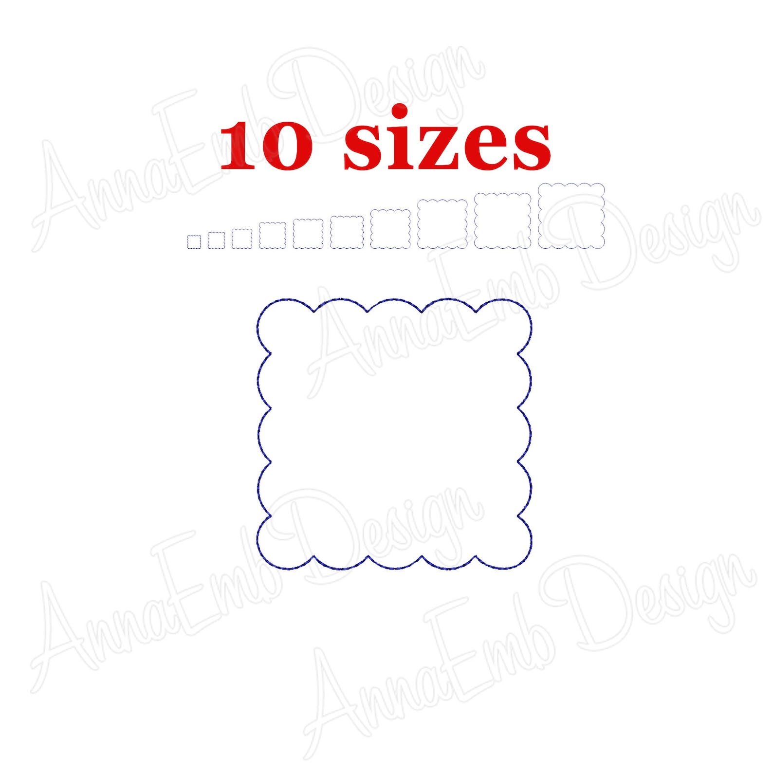 Scallop Embroidery Design. Basic Shape. Square Scallop Frame Embroidery ...