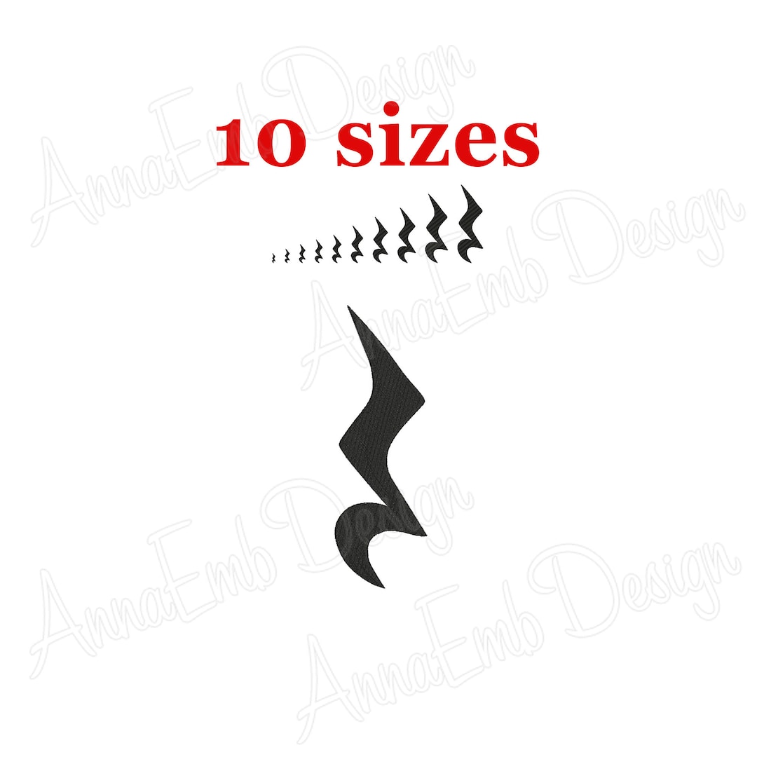 Quarter Rest Embroidery Design. Machine Embroidery Design. Music Note ...