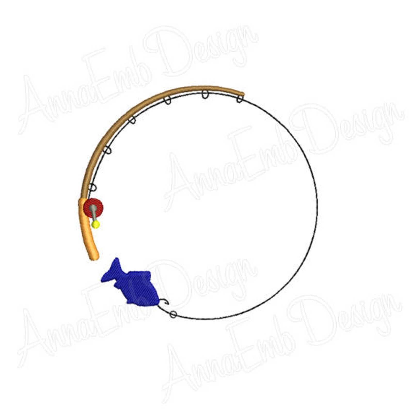 Fishing Frame Monogram Embroidery Design. Fishing Circle - Etsy