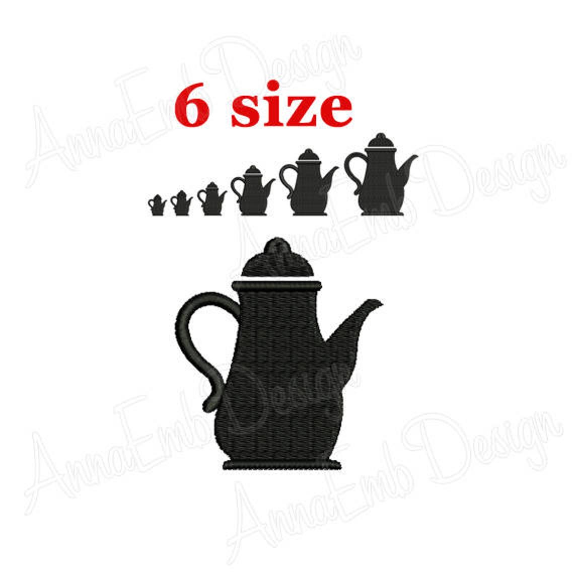 Coffee Pot Embroidery Design. Teapot Embroidery Design. Coffee - Etsy