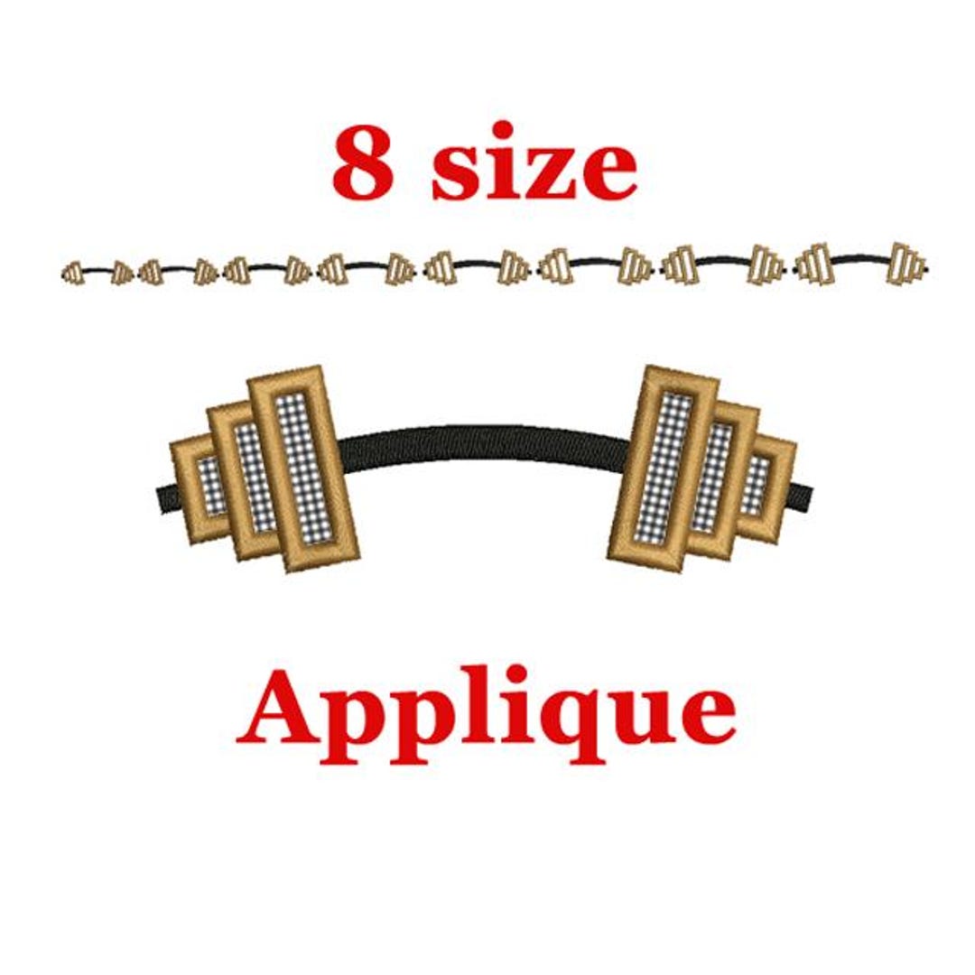 Barbell Embroidery Design. Barbell Applique Design. Machine Embroidery ...