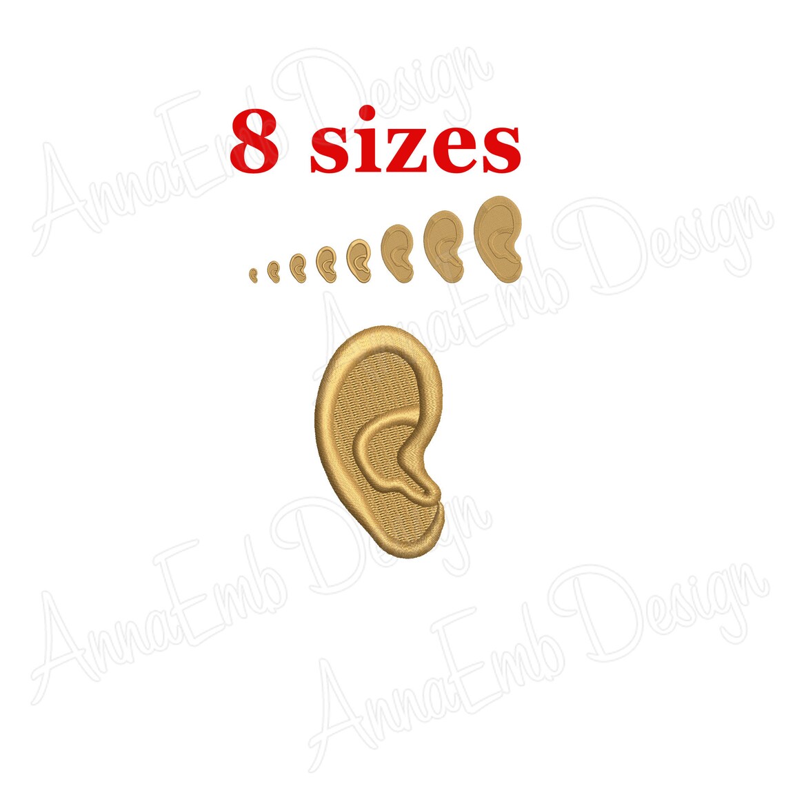 Ear Embroidery Design. Ear Silhouette Embroidery. Ear Design. | Etsy