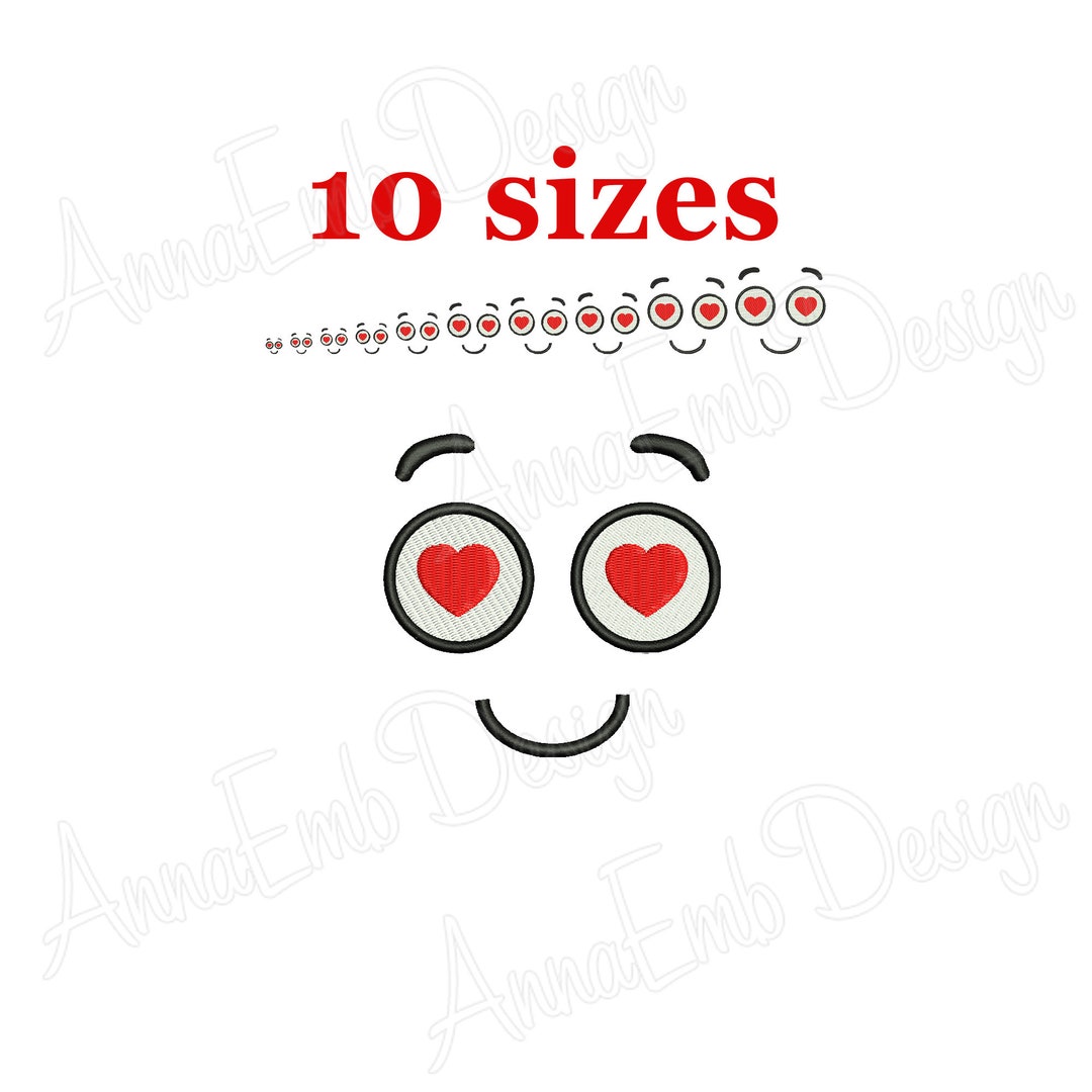 Heart Eyes Embroidery Design. Face Embroidery Design. Machine ...