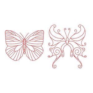 Butterfly Embroidery Designs. Swirly Butterfly Redwork Machine ...