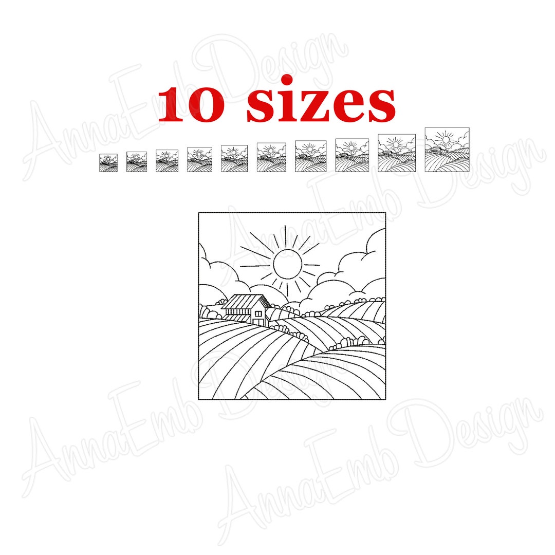 Farm Embroidery Design. Field Embroidery Barn Mini Embroidery. Barn ...