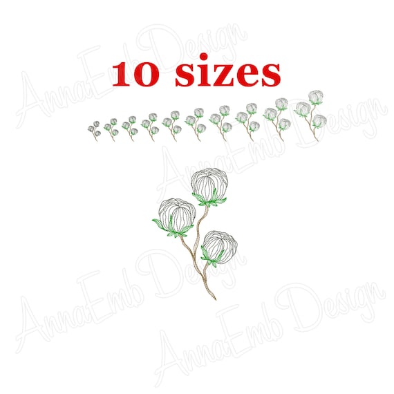 Cotton Branches Embroidery Design. Cotton Embroidery Design. | Etsy